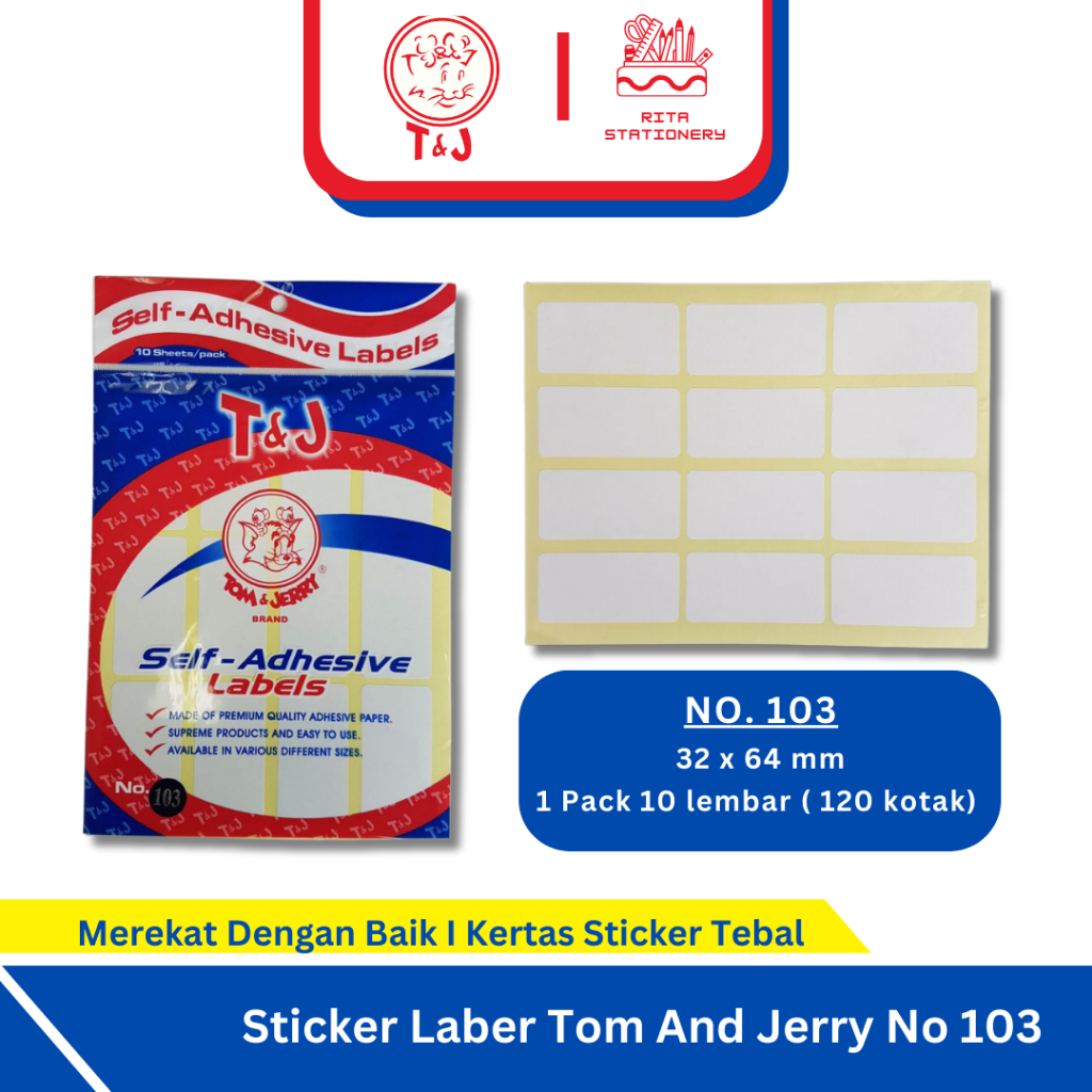 Jual Label Stiker Tom And Jerry No 103 (32 x 64 mm) untuk Sticker Buku Tulis Undangan Tebal ...