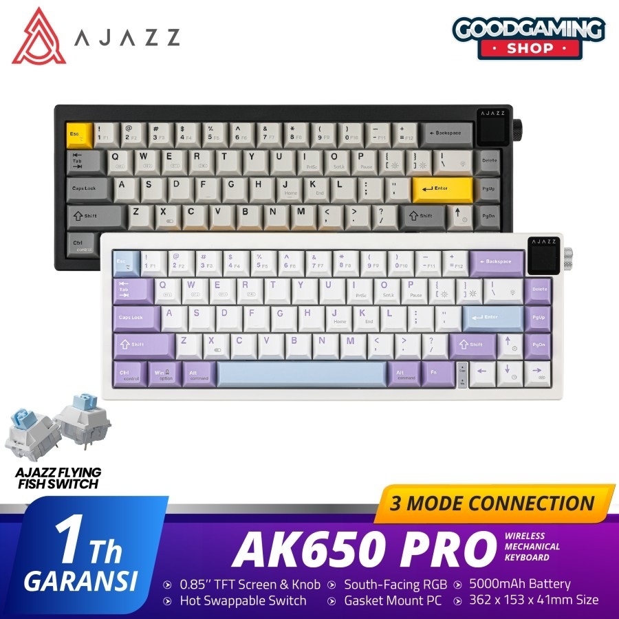 Jual Ajazz AJAZZ AK650 PRO 65% 3mode Connection MECHANICAL KEYBOARD | Shopee Indonesia
