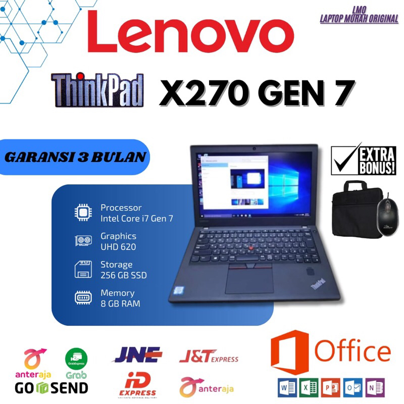 Jual Laptop Lenovo ThinkPad x270 intel core i7 Gen 7 - Ram 8Gb Ssd 256Gb Murah Berkualitas ...