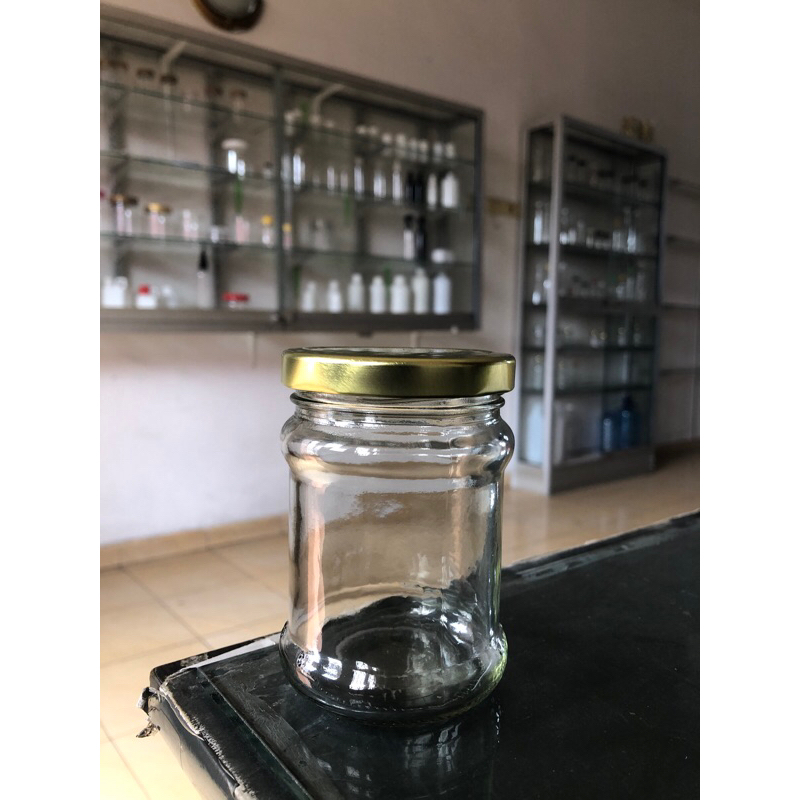 Jual Toples kaca 200 ml jar kaca wadah madu sambel bumbu selai beling silinder bulat sambal ...