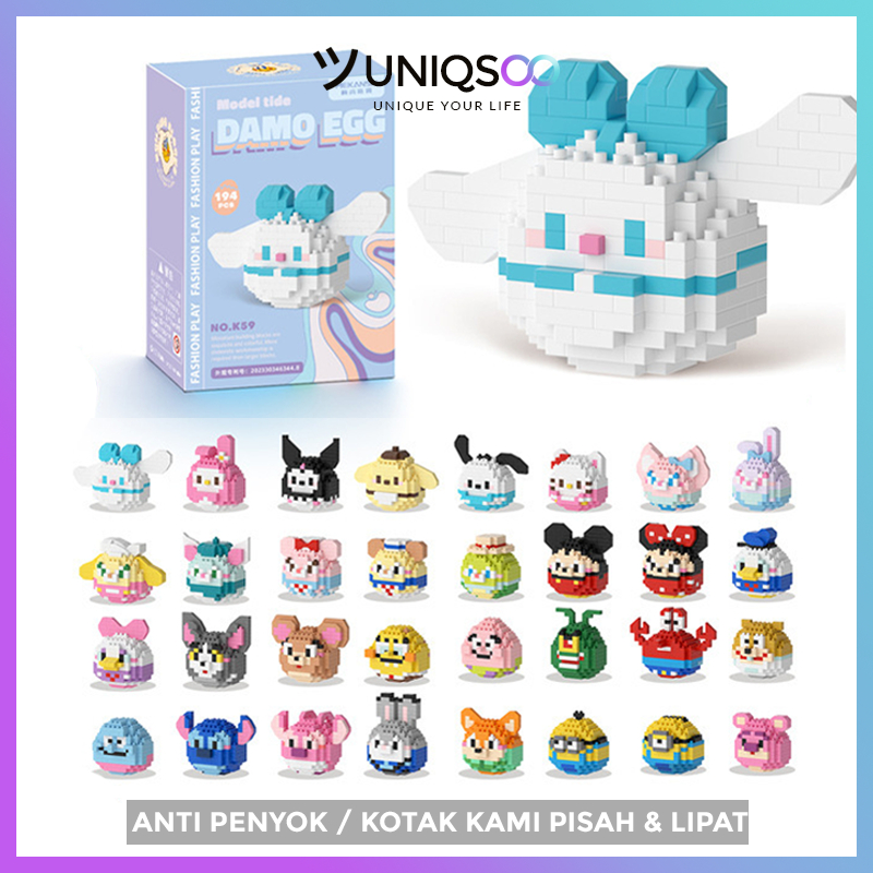 Jual UNIQSOO Bricks DAMO EGG Brick Mainan Balok Susun Kartun Mini Bricks Nano Block WJ029 ...