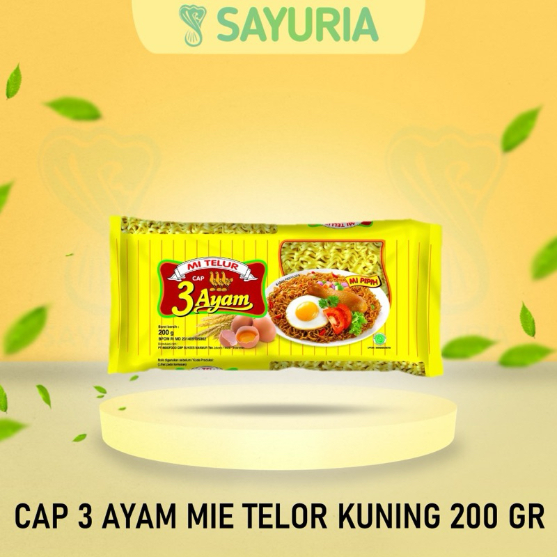 Jual Cap 3 Ayam Mie Telor Kuning 200g | Shopee Indonesia
