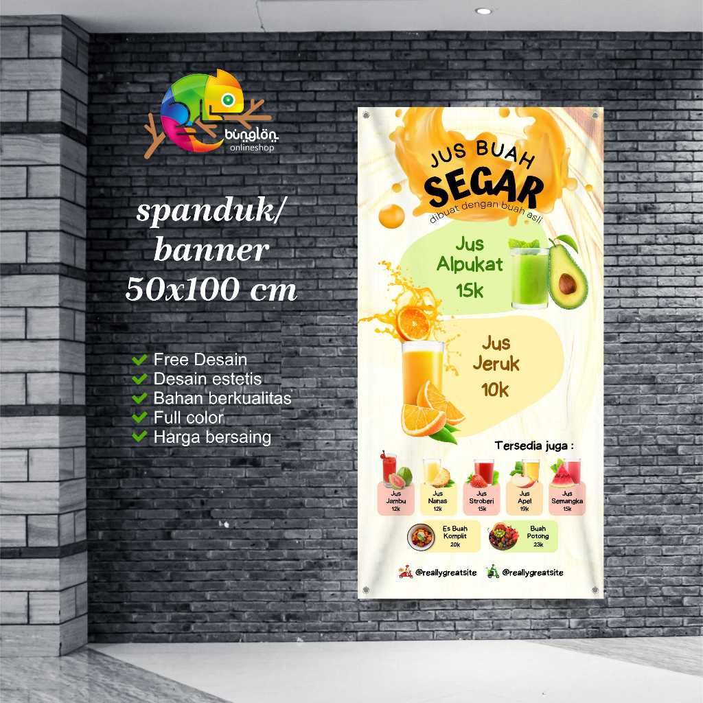 Jual Cetak Spanduk Banner menu jual minuman jus buah | Shopee Indonesia