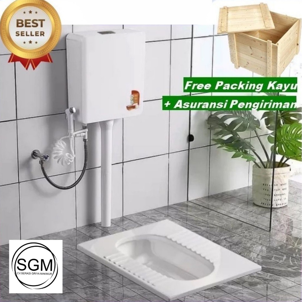 Jual Kloset Jongkok Flush Mr Tao Dengan Tutup Tanki Air Pewangi / Closet Jongkok Keramik Putih ...