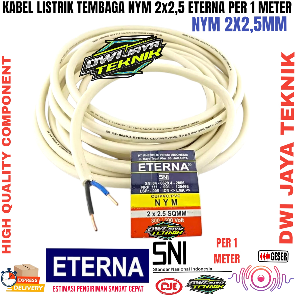Jual Kabel Eterna 2x2,5 Kawat Tembaga / Kabel Listrik Nym 2x2,5 Eterna Meteran | Shopee Indonesia