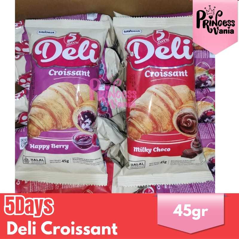 Jual 5 DAYS DELI CROISSANT GROSIR ROTI KROISAN 45GR RASA MILKY CHOCO ...