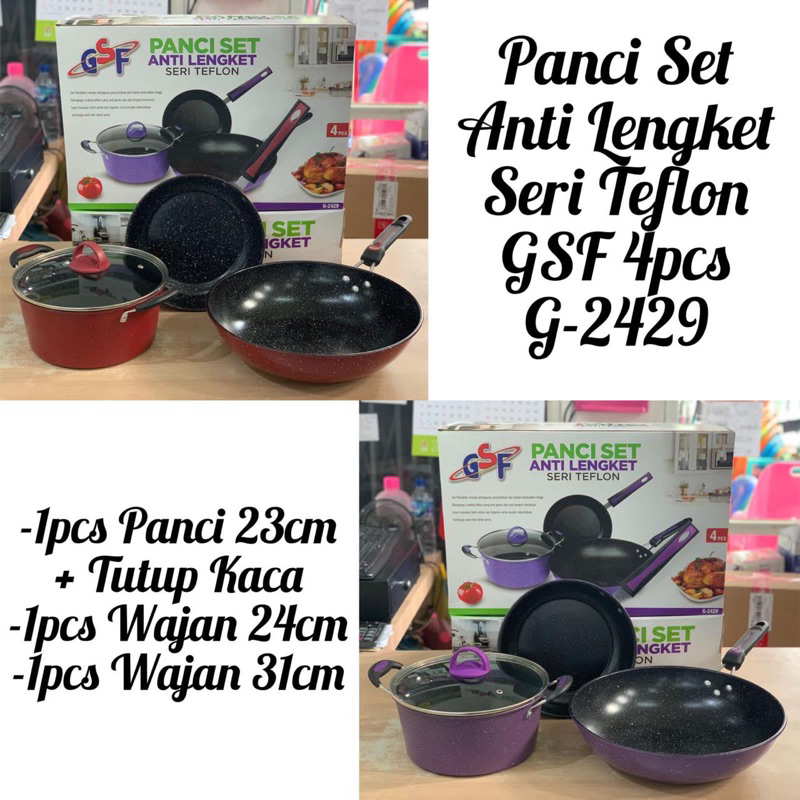 Jual Panci Set GSF Isi 4Pcs Panci Anti Lengket Seri Teplon Bisa Dikirim ...