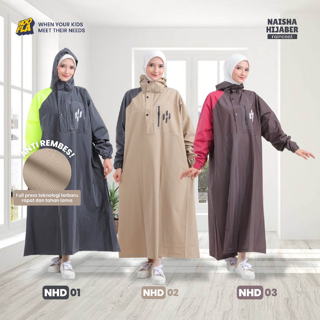 Jual Hoofla Kids Jas Hujan Dewasa Model Gamis dan Stelan Zipper Untuk ...