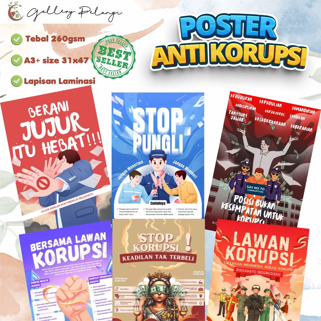 Jual Poster Anti Korupsi, Anti Pungli, Untuk Sekolah, Instansi dan Umum ...