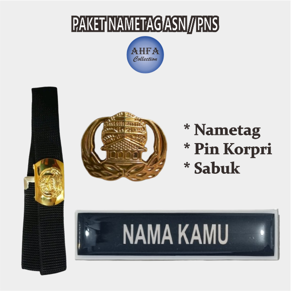 Jual Paket Hemat Name Tag ASN Lencana Kuningan sabuk Korpri akrilik ...