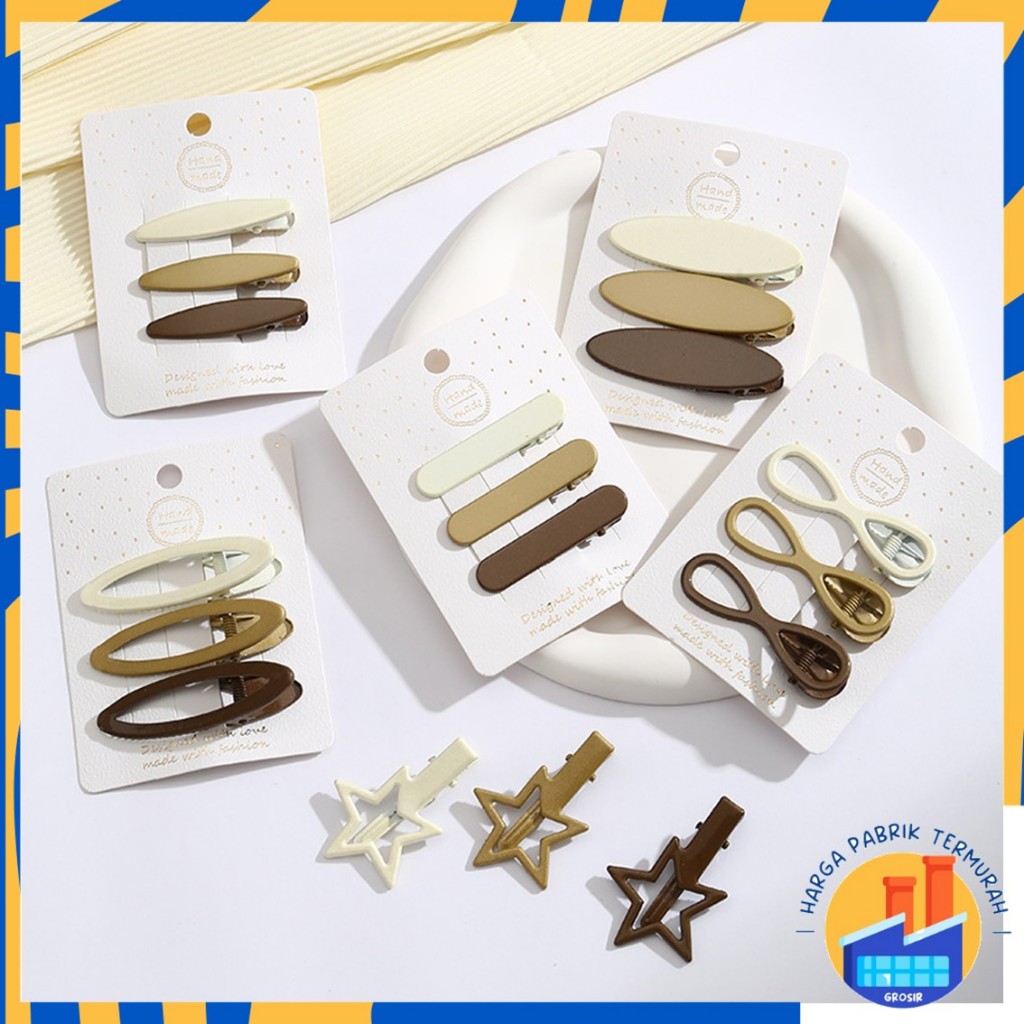 Jual HPT Jepit Rambut Klip Korea Vintage 3 in 1 Hairclip Wanita Korean ...