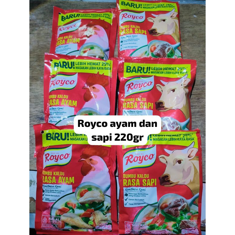 Jual Royco Kaldu Ayam Dan Sapi kemasan 220gr 100gr 9gr(sachet) | Shopee ...