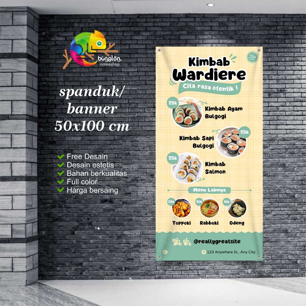 Jual Cetak Spanduk Banner Kuning imut organik foto bisnis makanan ...