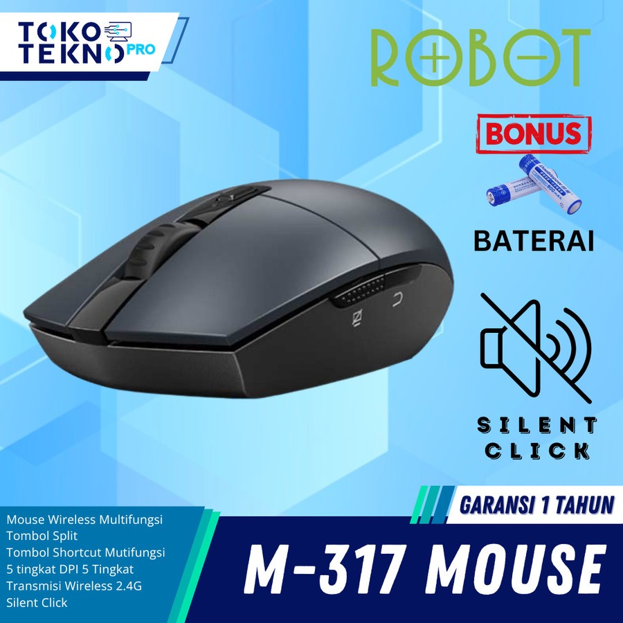 Jual Robot M317 / M-317 Silent Click Multifunction Wireless Mouse ...