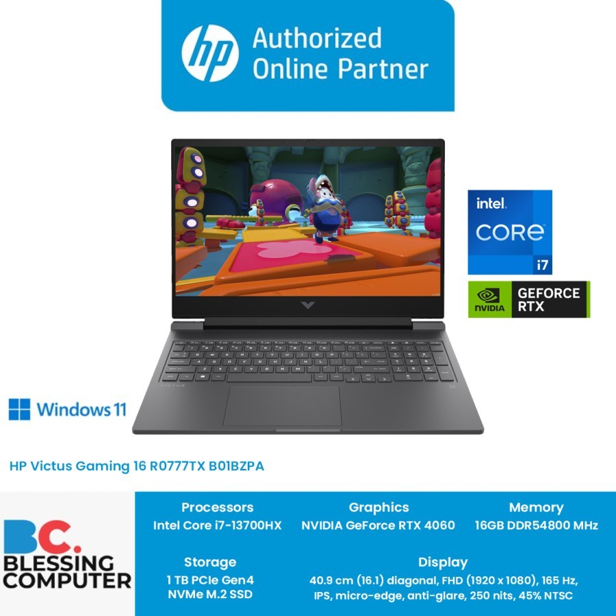 Jual HP Victus Gaming 16 R0777TX B01BZPA Core i7 13700HX 16GB 1TB 4060 ...
