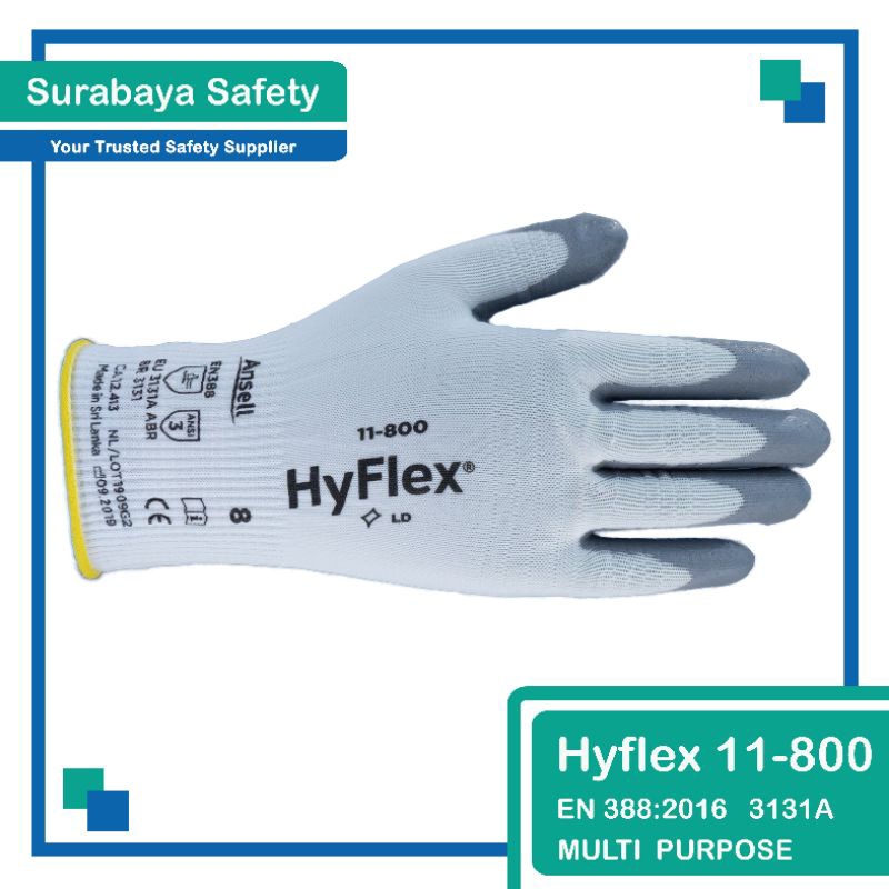 Jual Sarung Tangan Safety Mechanical Ansell HyFlex 11-800 | Shopee ...
