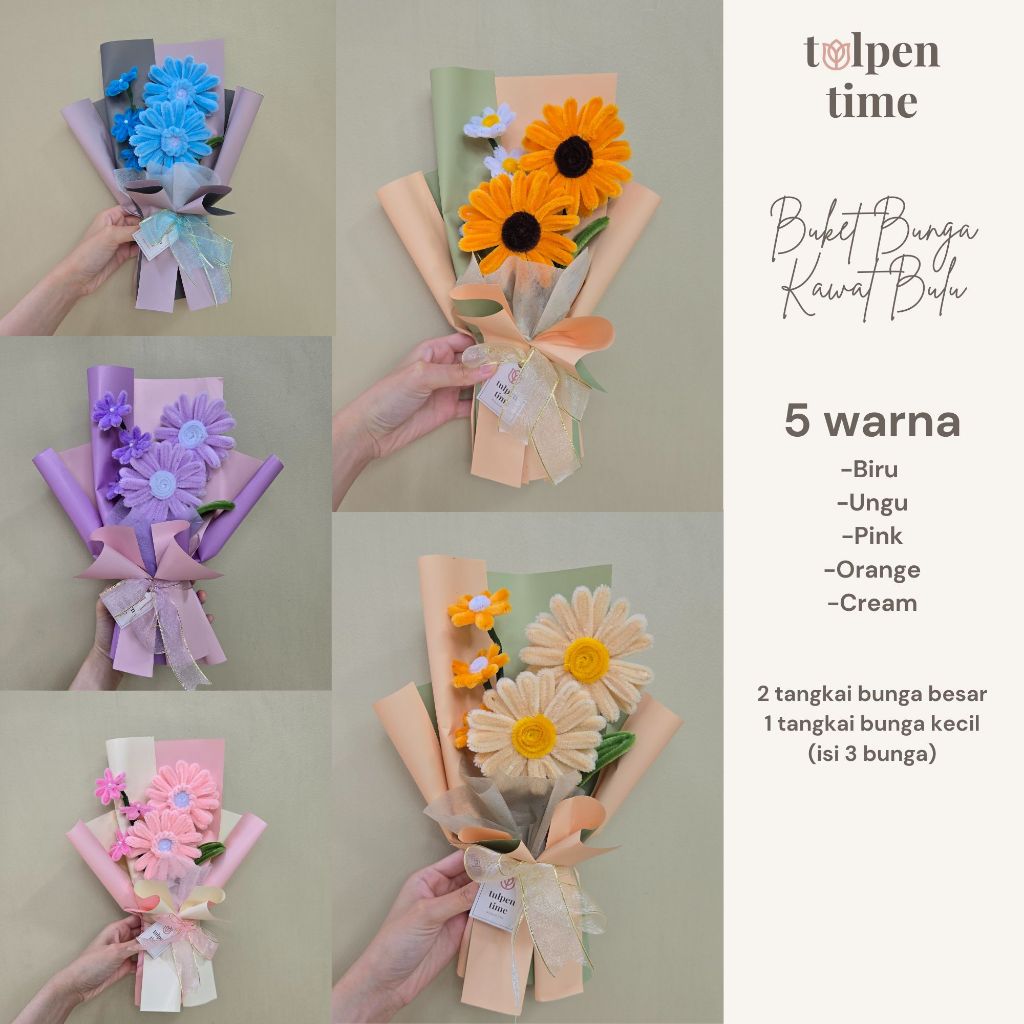 Jual Buket Bunga Kawat Bulu | Buket Wisuda | Pipe Cleaner Bouquet ...