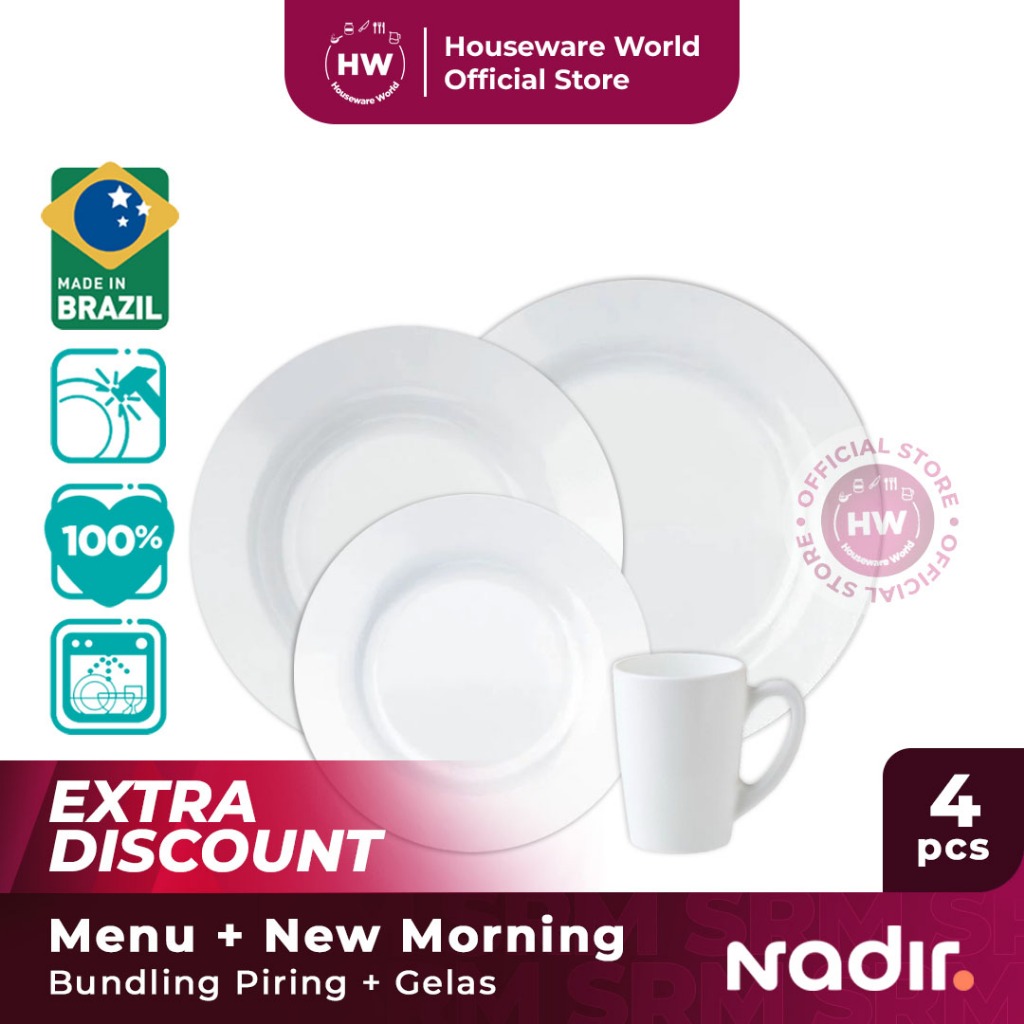 Jual NADIR Bundling Piring Menu + Gelas New Morning - 4pcs | Shopee ...