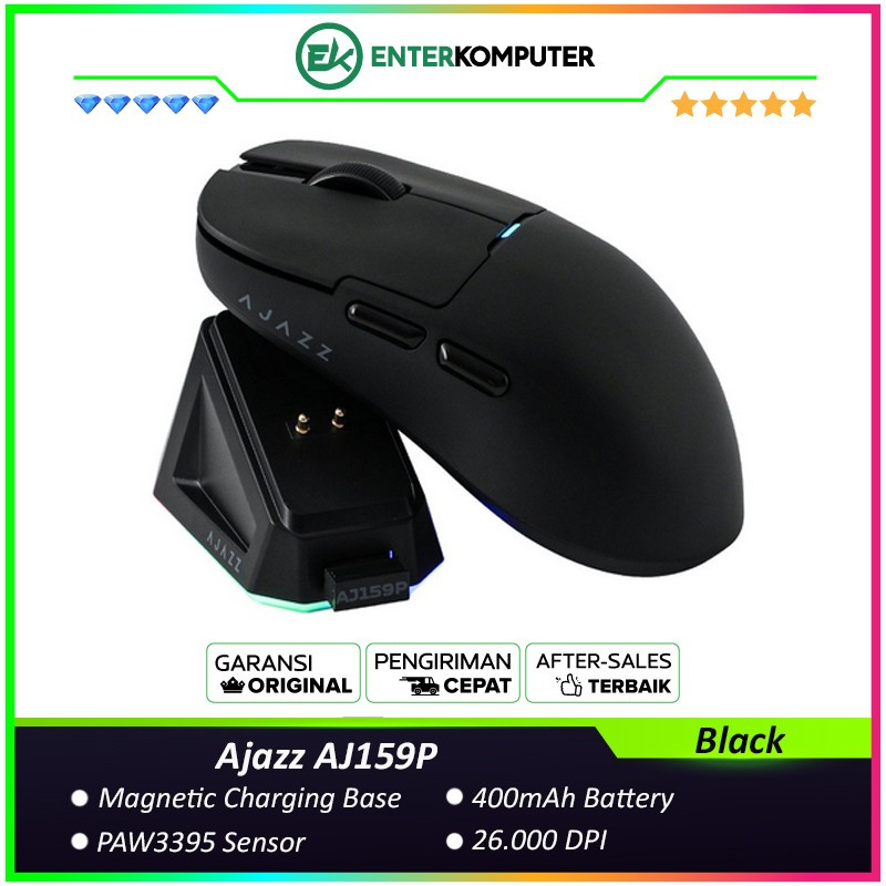 Jual Ajazz AJ159P Black Dual-mode Gaming Mouse with Magnetic Charging Dock | Shopee Indonesia