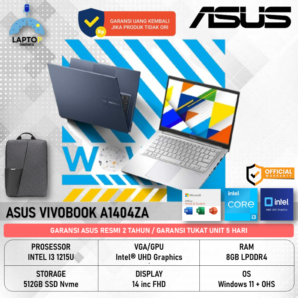 Jual ASUS VIVOBOOK 14 A1404ZA I3 1215 8GB 512GB SSD W11+OHS 14.0FHD IPS ...