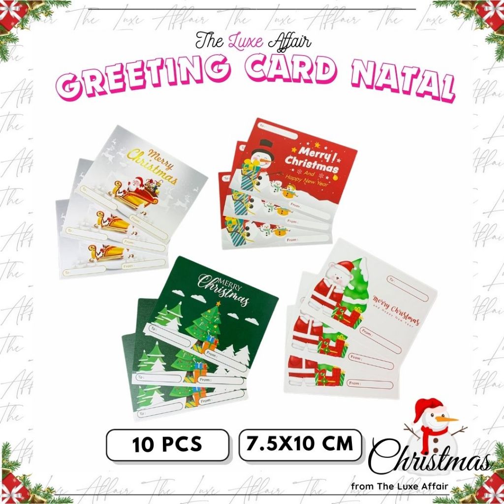 Jual 10 Pcs Greeting Card Tebal Natal Christmas Kartu Ucapan X Mas ...