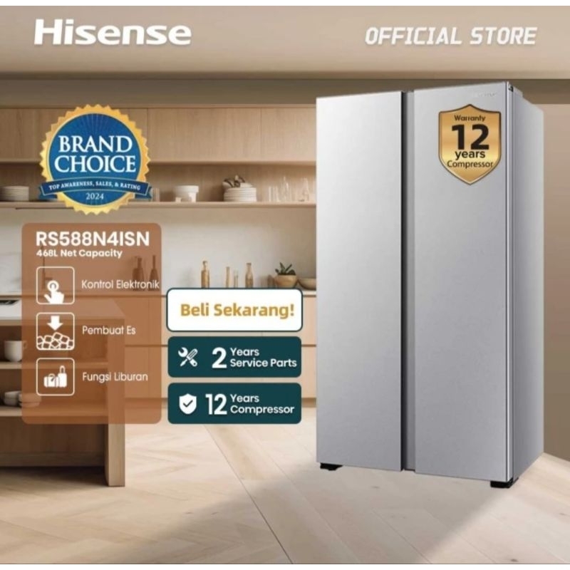 Jual KULKAS HISENSE SIDE BY SIDE 2 PINTU REFRIGERATOR 468LITER RS588N4ISN KULKAS HISENSE SIDE BY ...