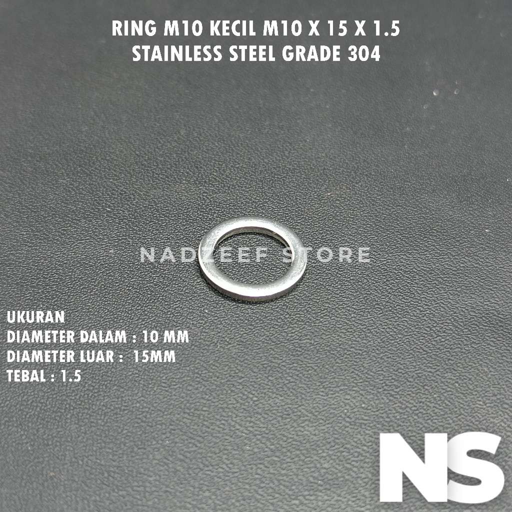 Jual Ring M10 Diameter Kecil M10 X 15 X 1.5 Stainless Steel 304 ...