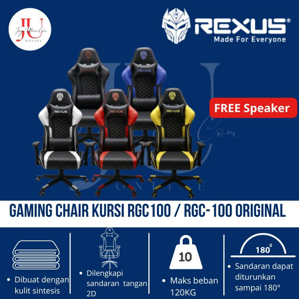 Jual Rexus Gaming Chair Kursi RGC100 / RGC-100 Original - Free Speaker ...