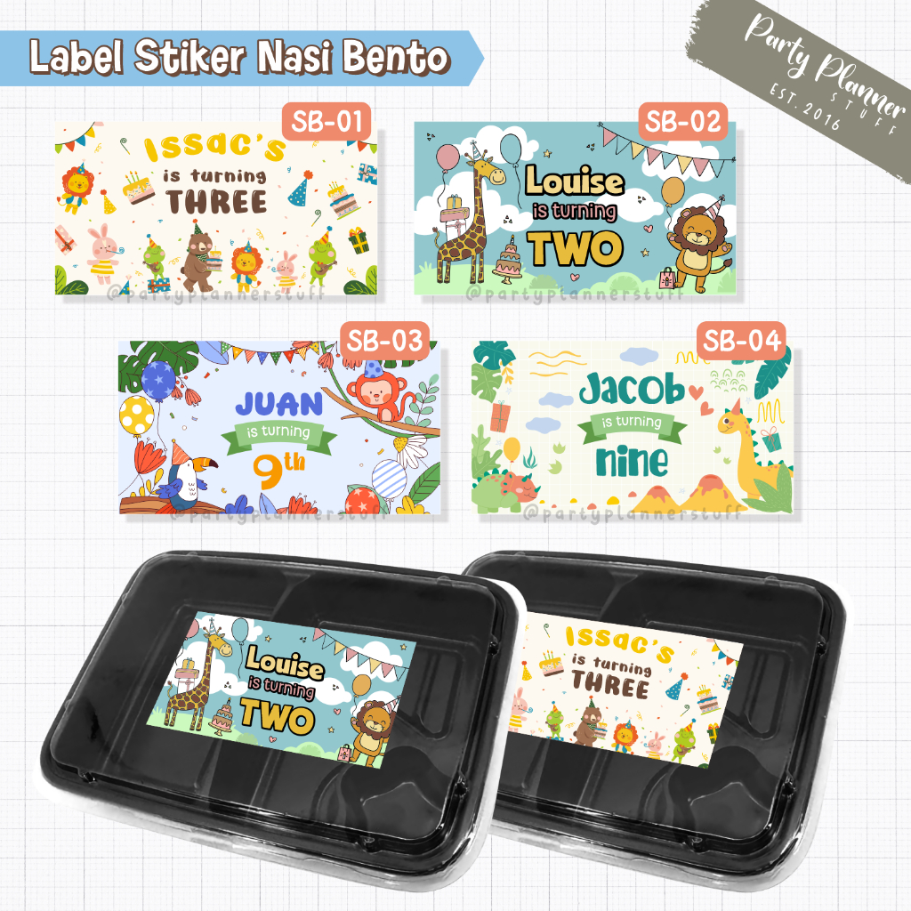 Jual Label stiker nasi box bento / custom stiker box bento ulang tahun ...