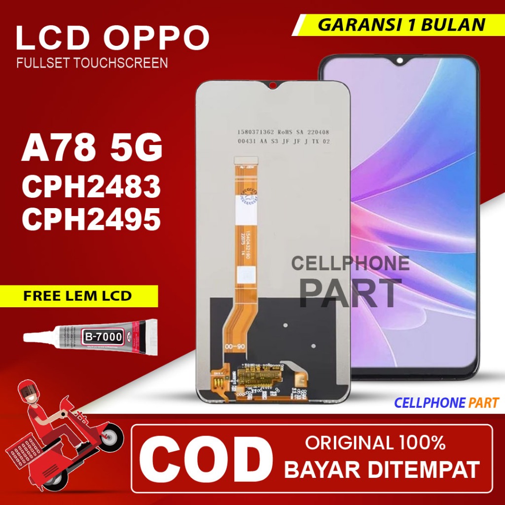 Jual LCD OPPO A78 5G / CPH2483 / CPH2495 FULLSET TOUCHSCREEN | Shopee ...