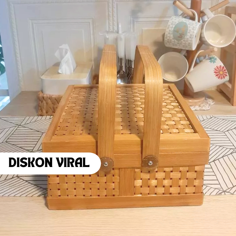 Jual Rantang bambu 25cm/kotak susun 1 /hampers bambu /box bambu ...