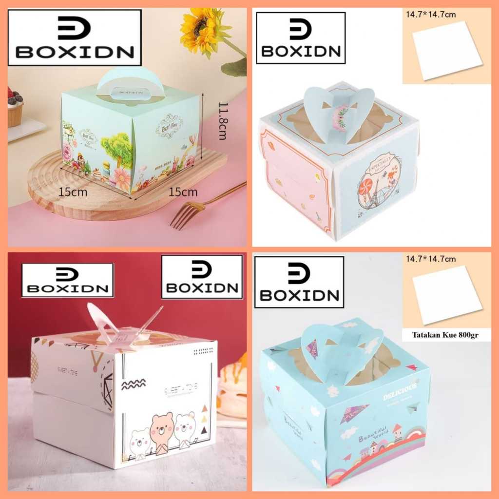 Jual Cake Box 16x16 x10cm Box Kue Tart 16x16 x15cm Box Chiffon 16x16 ...