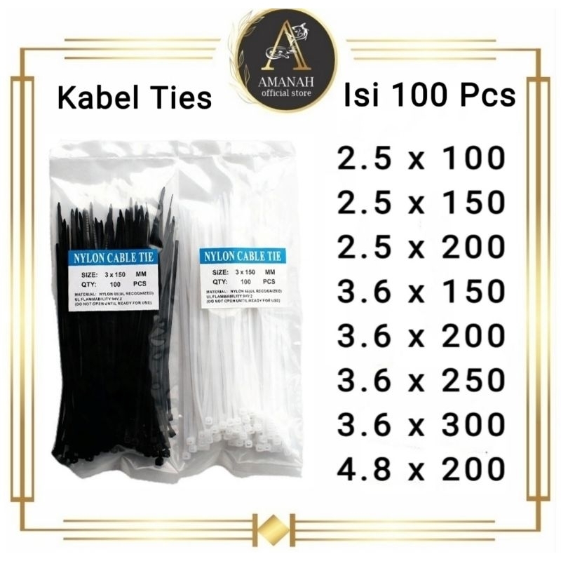 Jual Kabel Ties 1Pack isi 100PCS 10cm , 15cm , 20cm , 25cm , 30cm / Kabel Tie / Cable Tis ...