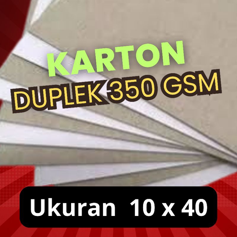 Jual Karton Duplek 350 gsm Ukuran 10 x 39cm Harga 1 Pack isi 50lbr Rp ...
