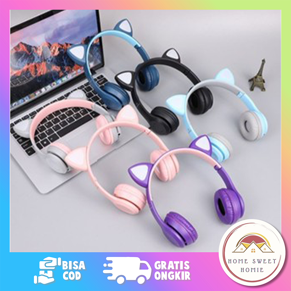 Jual Headphone wireless MZ47 Headset Bando Bluetooth Kucing atau ...