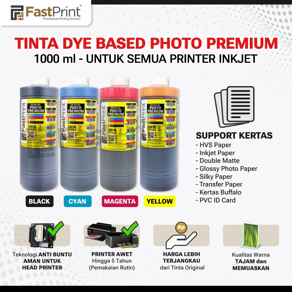 Jual Tinta Epson Dye Based Photo Premium 1 Set 4 Warna Ink 1000 ML ...