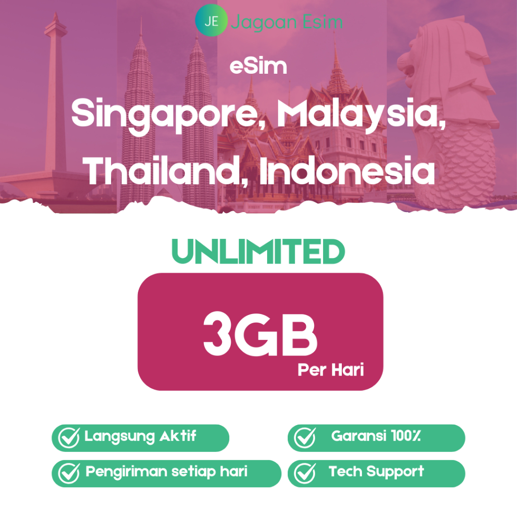 Jual JAGOAN eSIM Travel eSIM 3GB Singapore Malaysia Indonesia Thailand Unilimited Data Internet ...