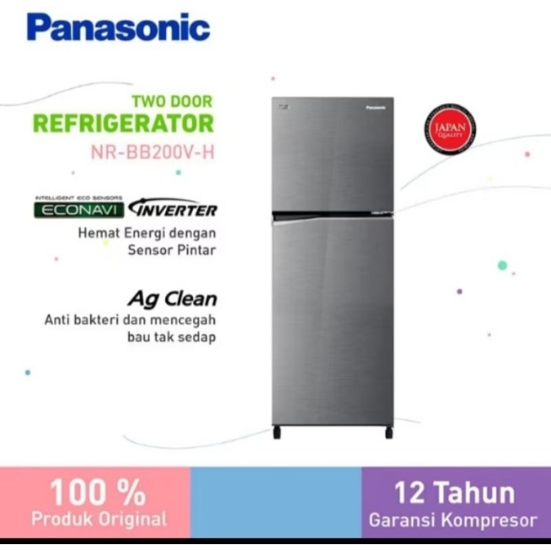 Jual LEMARI ES PANASONIC NR-BB200V-H KULKAS 2 PINTU 196 LITER | Shopee ...