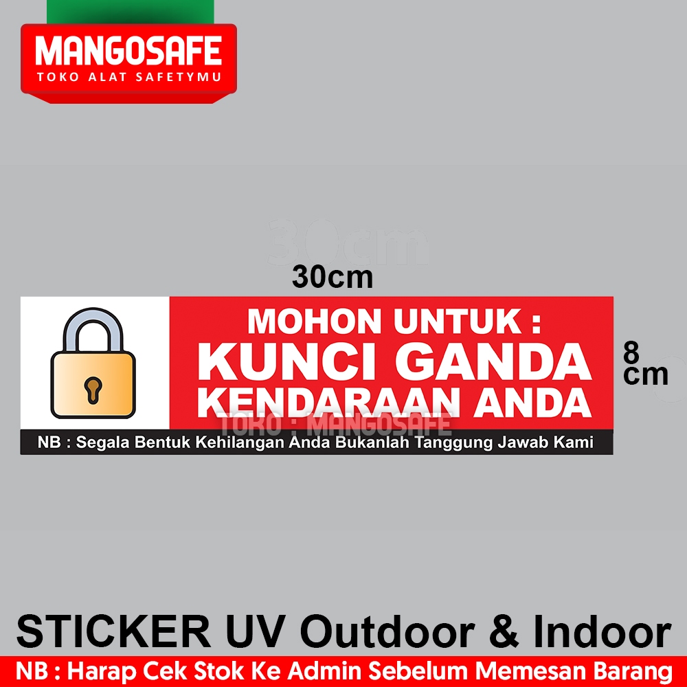 Jual Stiker Mohon Kunci Ganda Kendaraan Motor Anda / Sticker UV Indoor ...