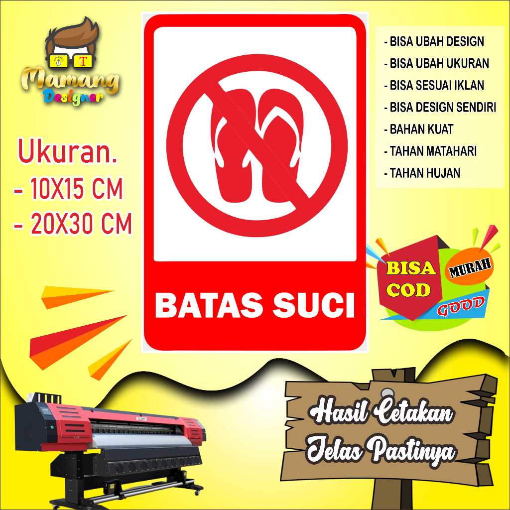 Jual Cetak Sticker Untuk Tempelan Batas Suci Keren Merah | Shopee Indonesia