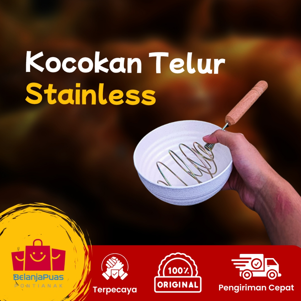 Jual [1 Pcs / 3 Pcs ] Kocokan Telur Stainless Gagang Kayu | Kocokan Kue ...