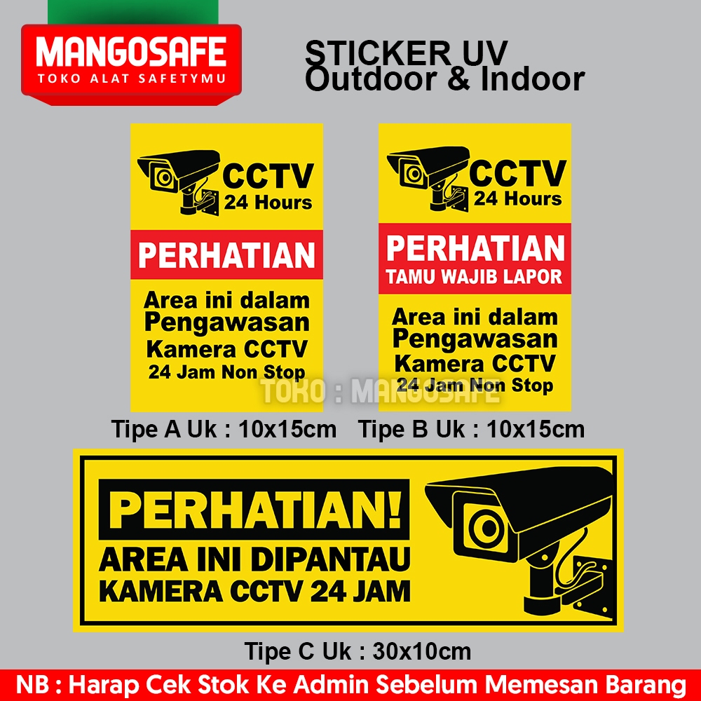Jual Stiker Perhatian Kawasan CCTV Area ini di Pantau CCTV 24 Jam Tamu ...