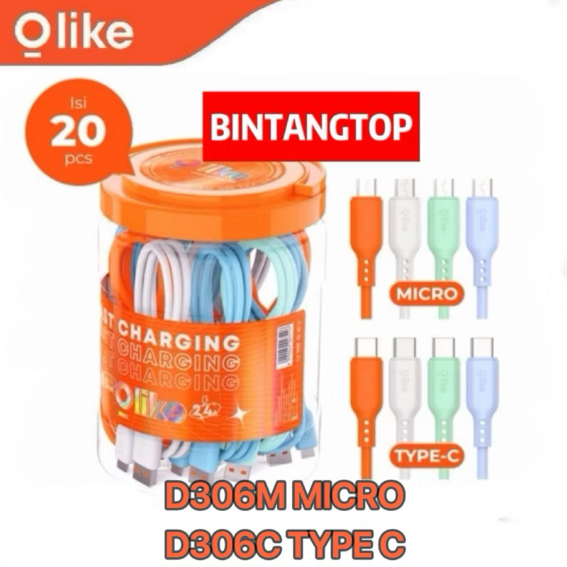 Jual Kabel data OLIKE D306M MICRO / D306C TYPE C 2.4A fast charging ...