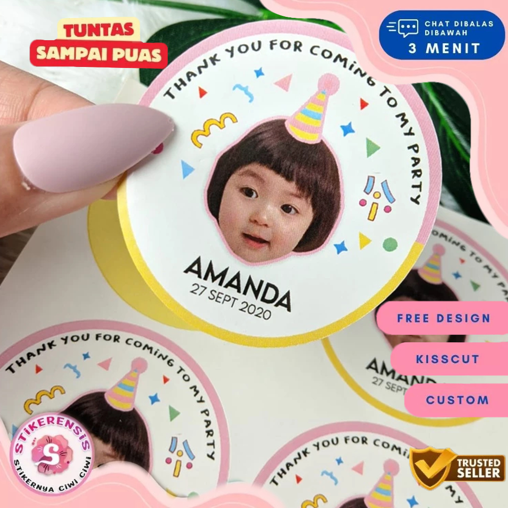 Jual Sticker Bulat Ulang Tahun Anak Stiker Ultah Free Design Template ...