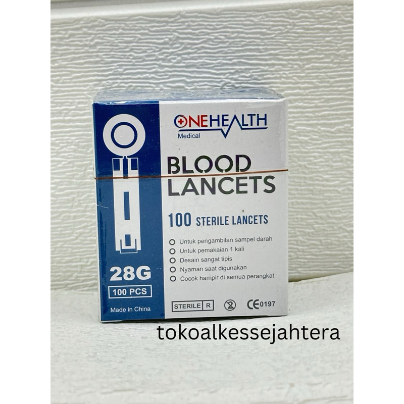 Jual ONEHEALTH BLOOD LANCET 28G ISI 100 PCS / JARUM PEN LANCET ...