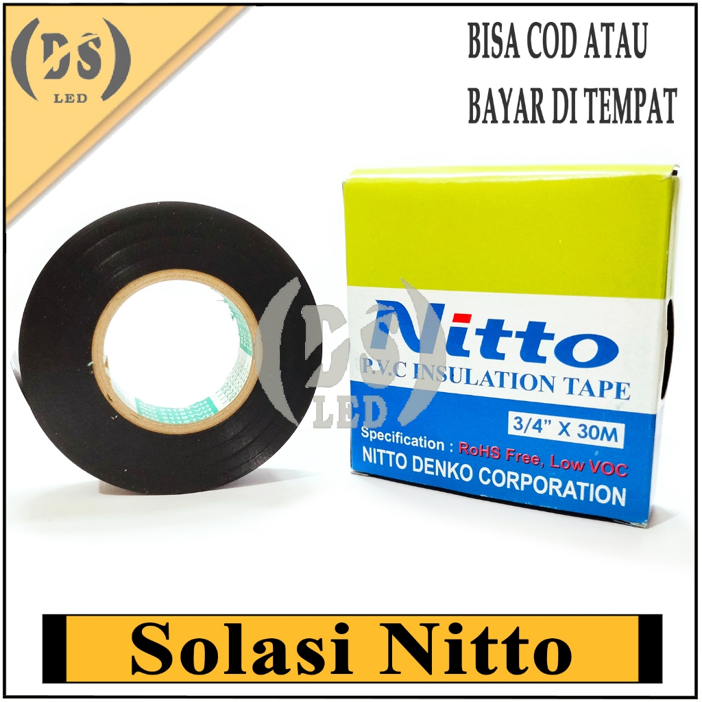 Jual Solasi Kabel Merk NITTO / Solatip Lakban Listrik NITTO Hitam Tape 3/4" x 25 Meter | Shopee ...