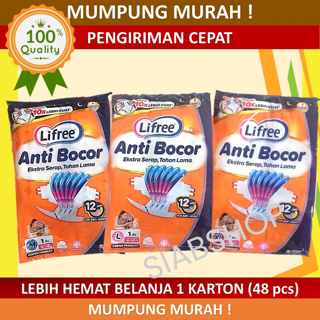 Jual Lifree Popok Perekat Dewasa Satuan ukuran M L XL Sachet Renceng | Shopee Indonesia