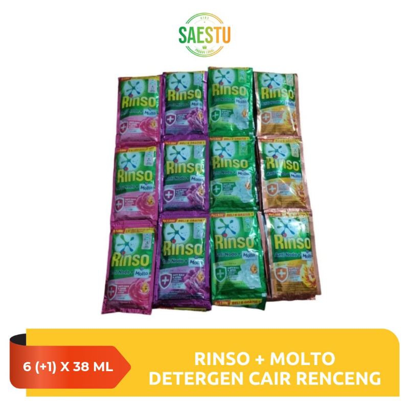 Jual Rinso Detergen Cair + Molto 38ml Renceng (@ 7 Sachet) | Shopee Indonesia