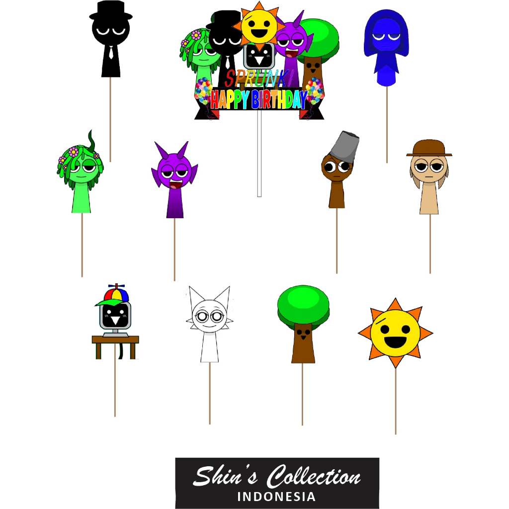 Jual Cake topper Incredibox Sprunki Game isi 11 pcs | Shopee Indonesia