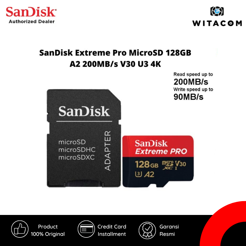 Jual SanDisk Extreme Pro MicroSD 128GB A2 200MB/s V30 U3 4K | Shopee Indonesia